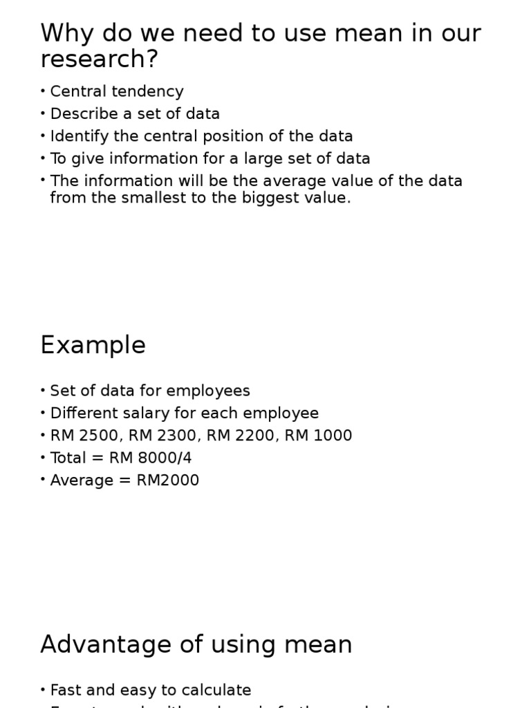 Why Do We Need To Use Mean in Our Research? | PDF | Business ...