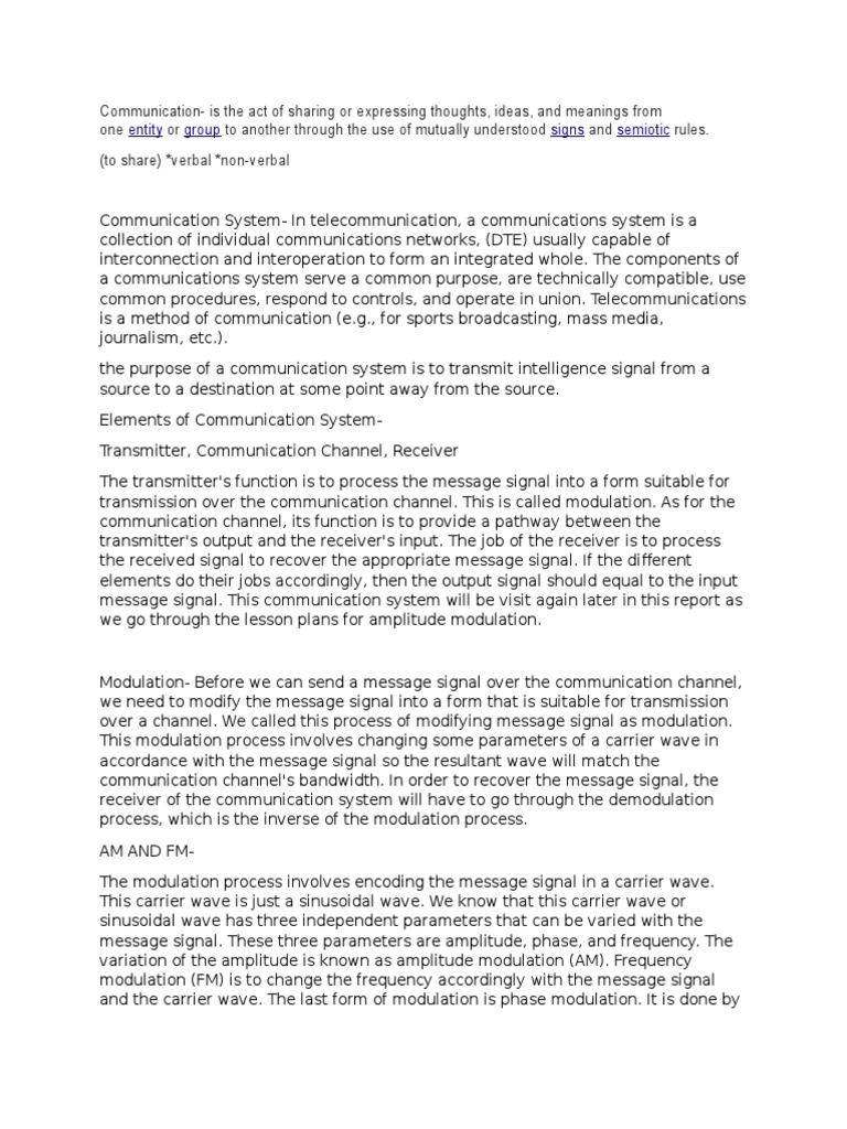 An In-Depth Look at Communication Systems, Modulation Techniques, and ...