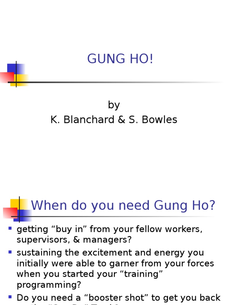 Gung Ho!: by K. Blanchard & S. Bowles | Download Free PDF | Goal ...