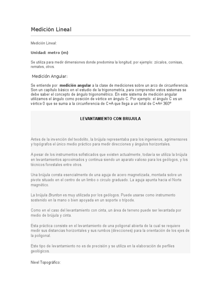 Medición Lineal | PDF | Topografía | Science