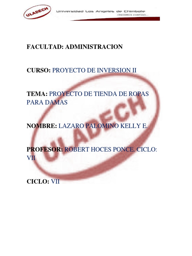 Proyecto de Ropa para Damas | PDF