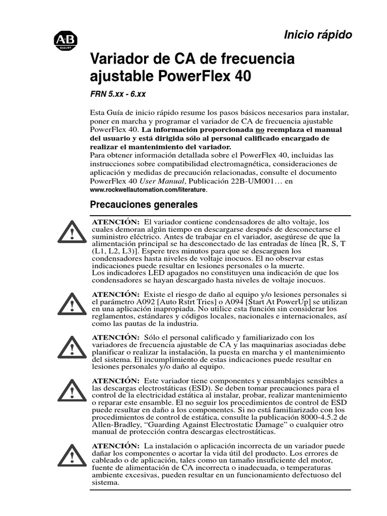 Manual PowerFlex - 40 | PDF | Transformador | Descarga electrostática