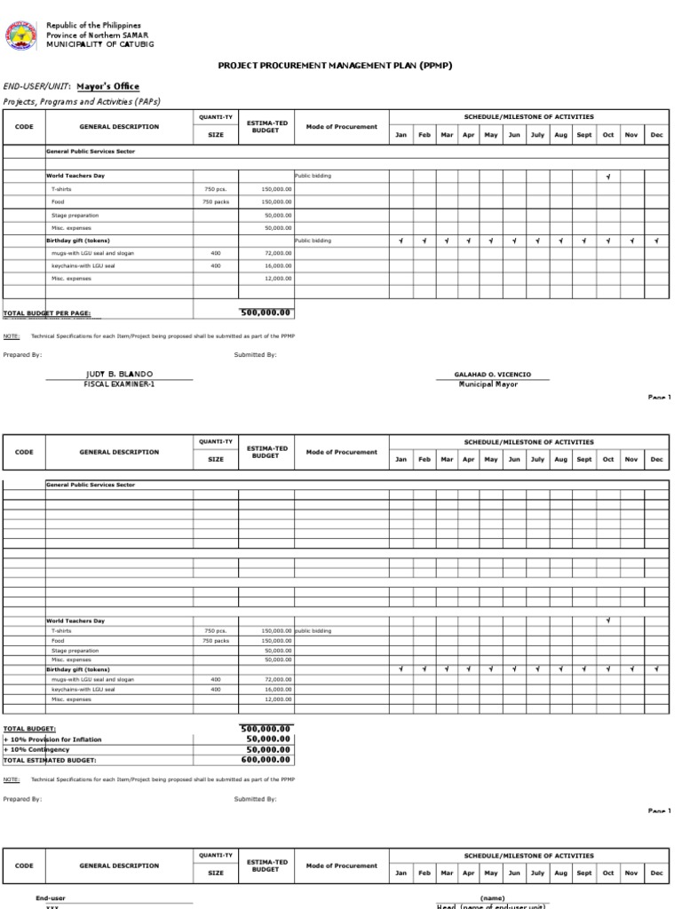 2016 PPMP Format | PDF