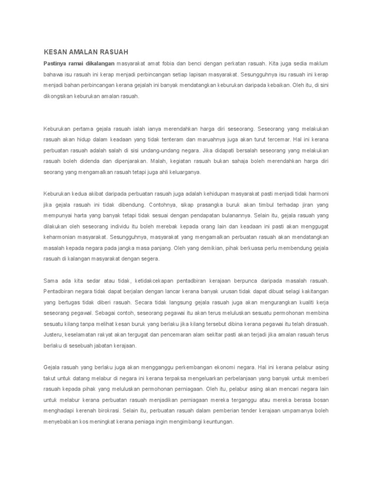 Kesan Amalan Rasuah | PDF