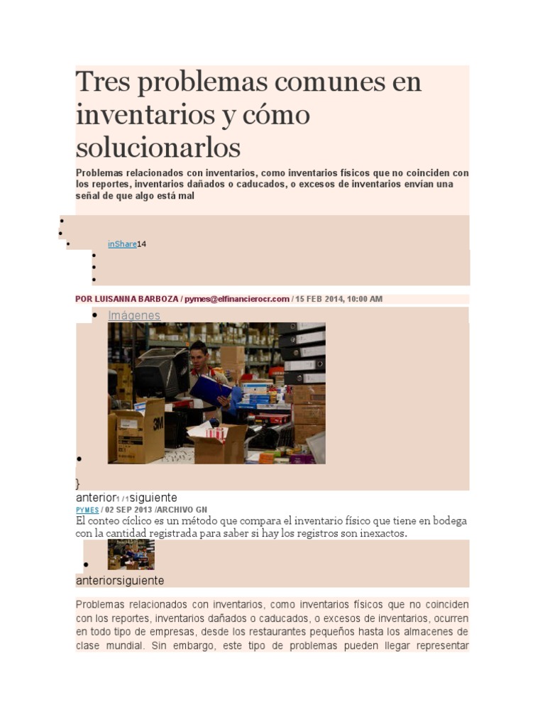 Tres Problemas Comunes en Inventarios y Cómo Solucionarlos | PDF ...