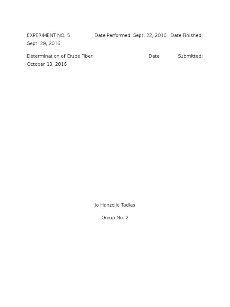 Crude Fiber Analysis of Sweet Potatoes | PDF | Dietary Fiber | Diet ...