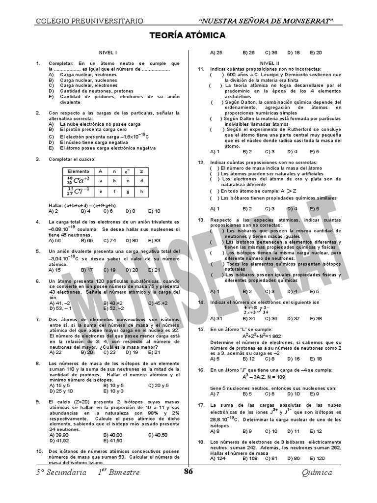 Teoría Atómica | PDF | Isótopo | Átomos