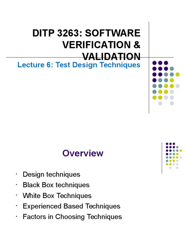 Lecture 6 - Test Design Techniques | PDF | Software Testing | Software ...