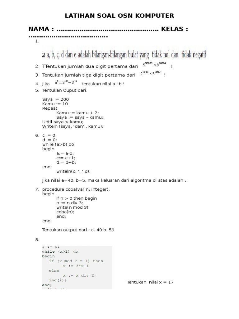 Soal Osn Komputer Bagian Keempat | PDF