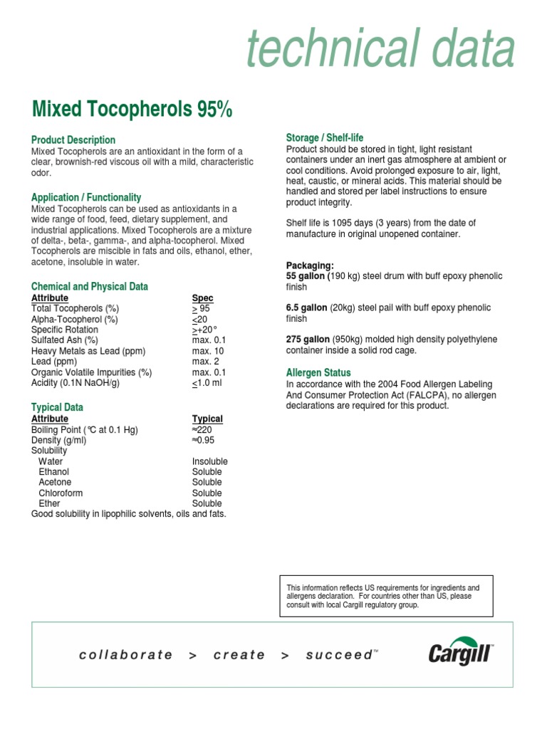 Mixed Tocopherol 95% | Solubility | Epoxy