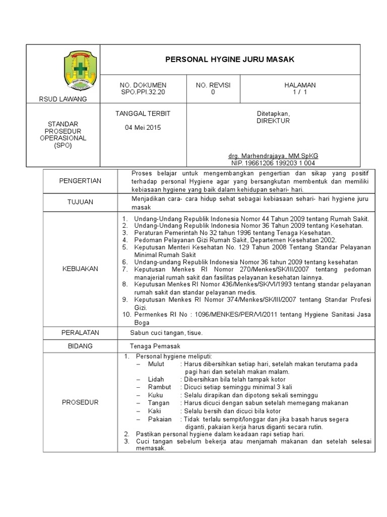 Personal Hygiene Karyawan | PDF