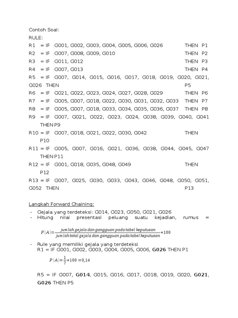 Contoh Perhitungan Forward Chaining | PDF