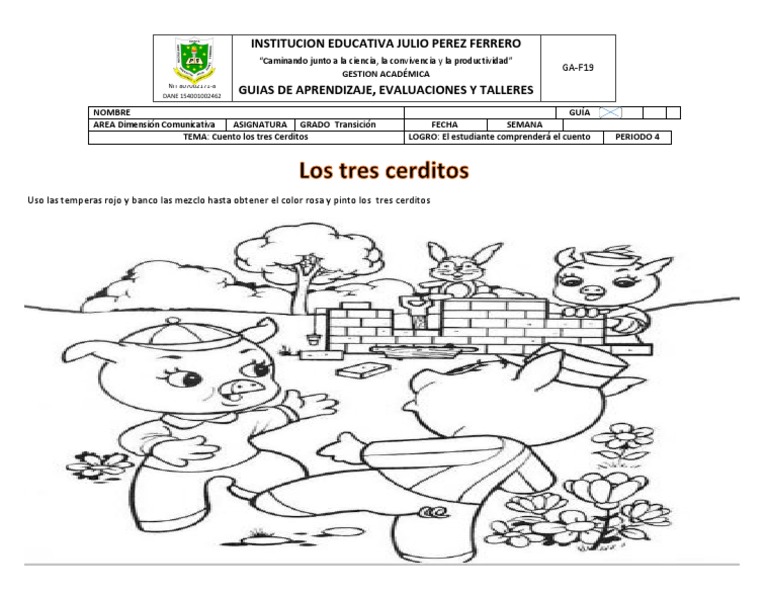 Hoja De Trabajo De Secuenciación De Los Tres Cerditos Ricitos De Oro.