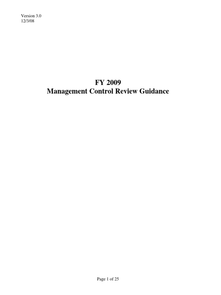 Management Control Review Guidance-2009 | PDF | Risk | Attachment Theory