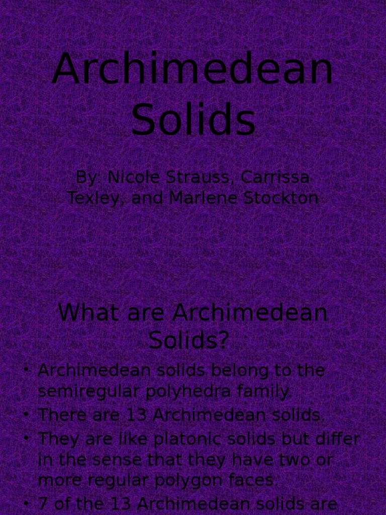 Archimedean Solids | PDF | Convex Geometry | Polytopes