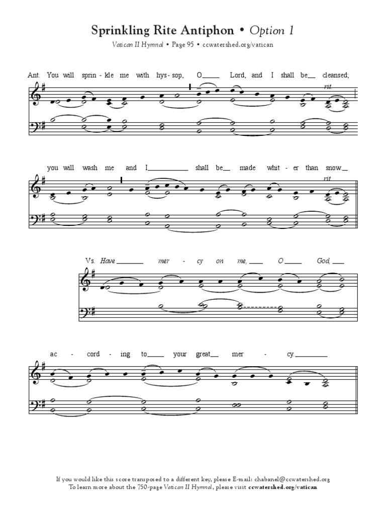 Sprinkling Rite Antiphon - Option 1: Ant. You Will Sprin Kle - Me With ...