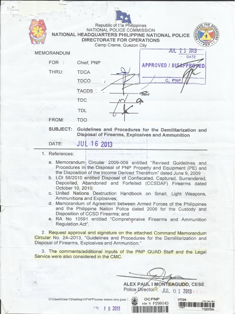 CMC 24-2013 Guidelines and Procedures For The Demilitarization | PDF