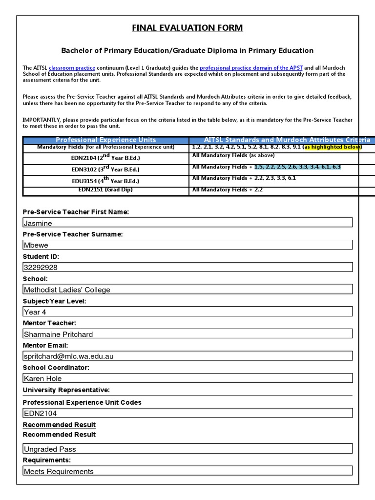 Final Evaluation Form Educational Technology Teachers Free 30 day 