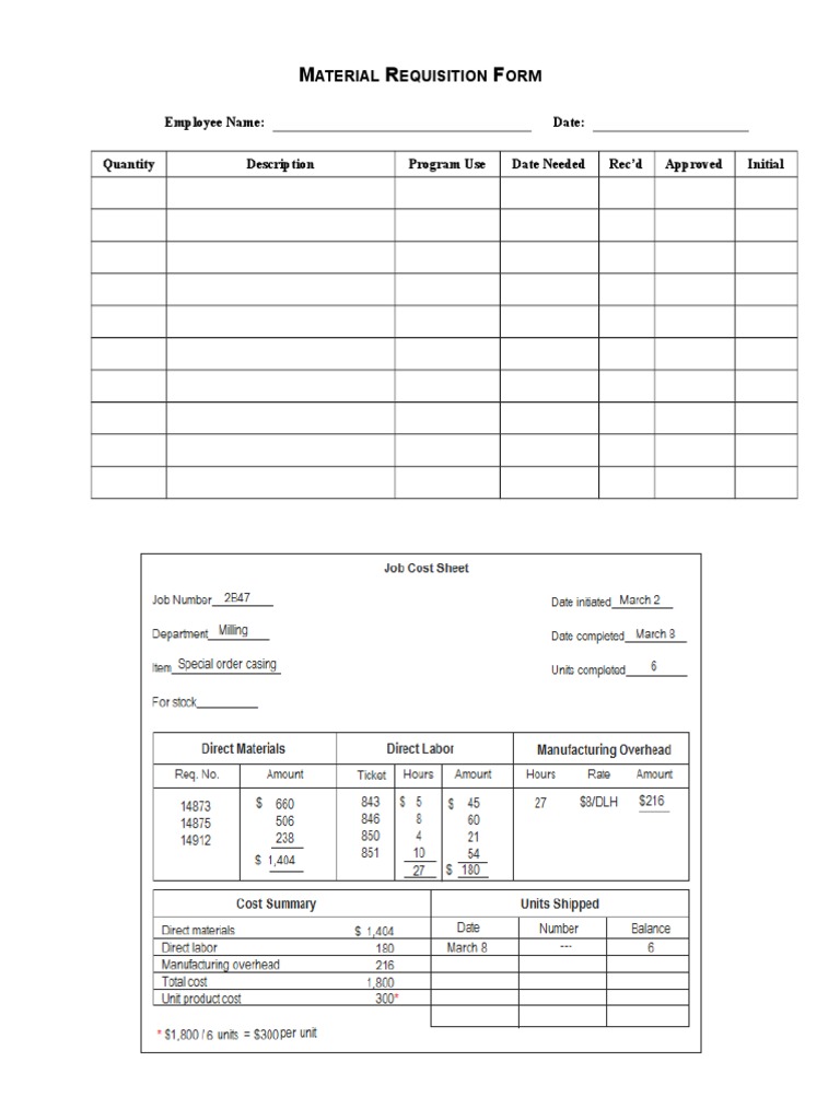 Material Requisition Form | PDF