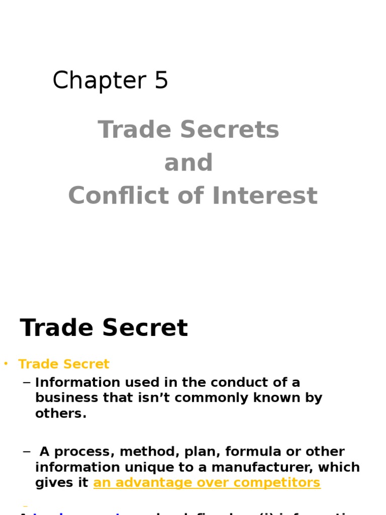 Trade Secrets & Conflict of Interest | PDF | Trade Secret | Non ...