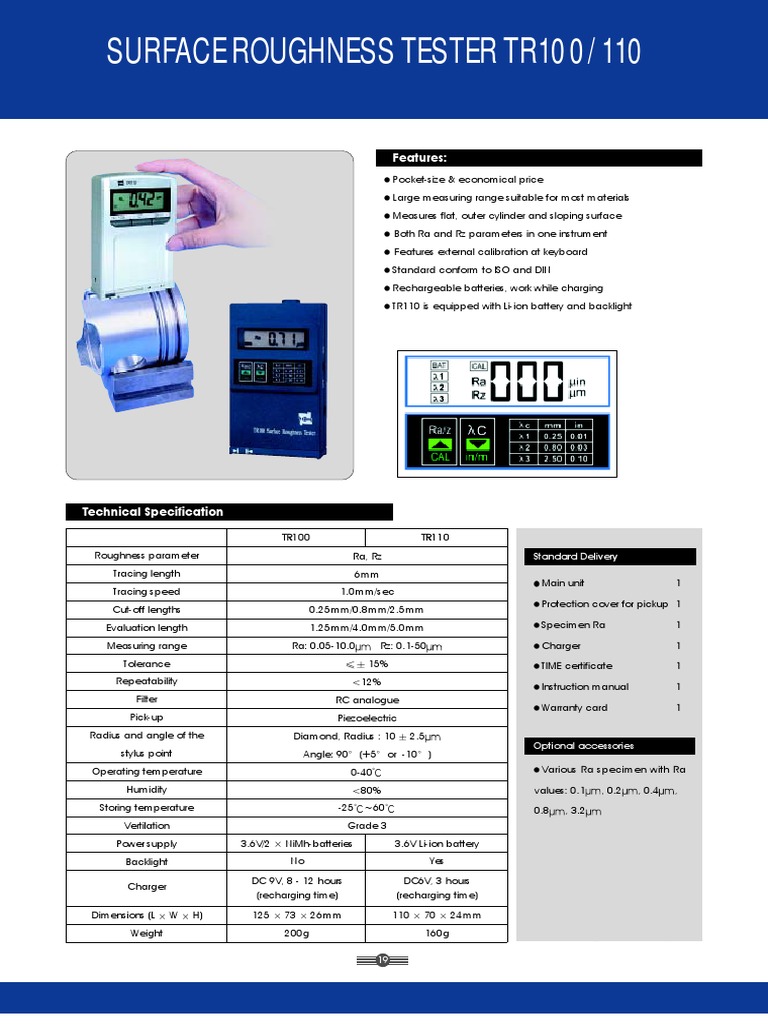 Surface Roughness Tester | PDF | Surface Roughness | Battery Charger