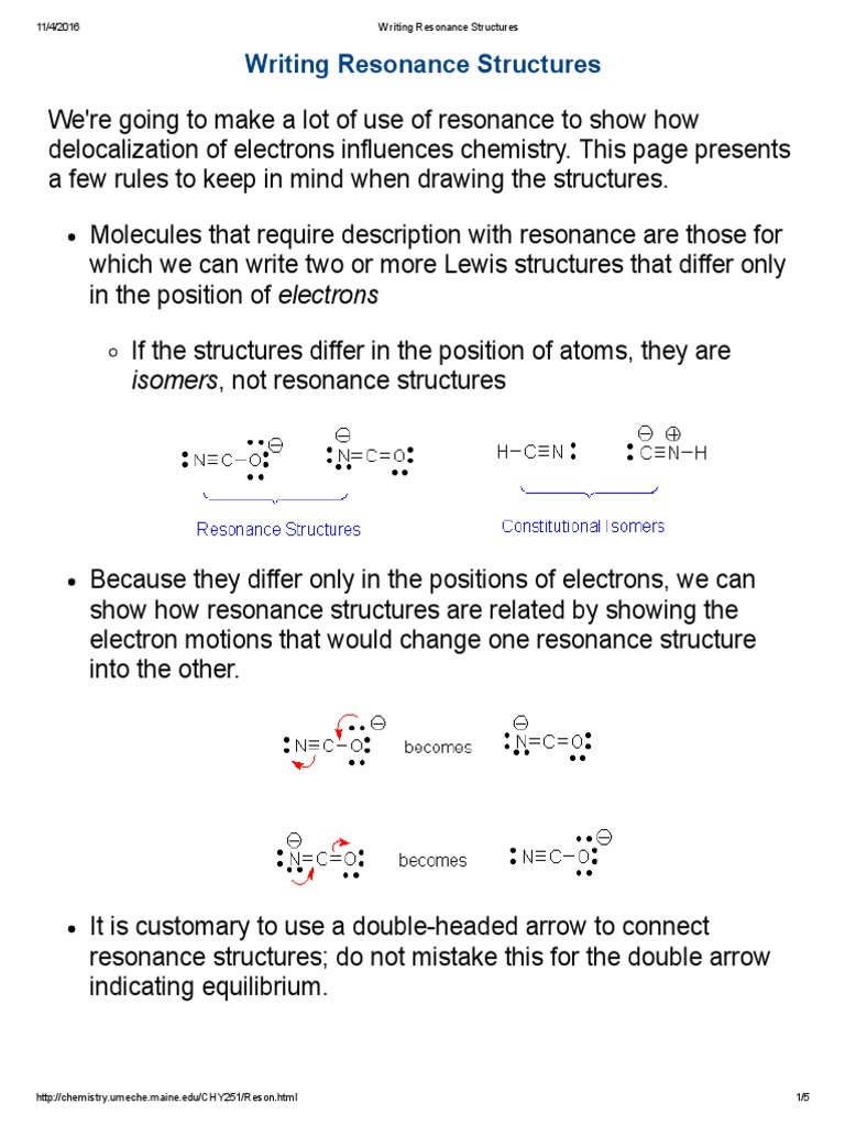 Writing Resonance Structures PDF | PDF | Chemical Bond | Covalent Bond