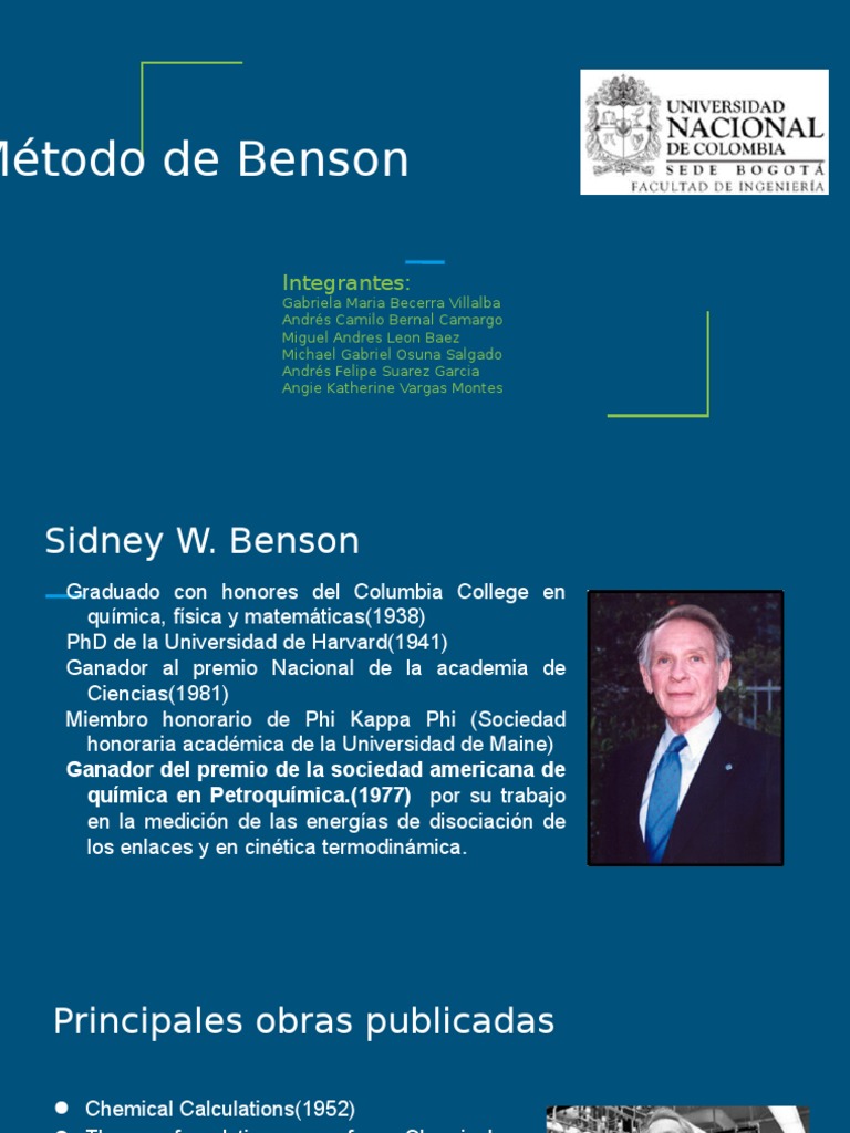Método de Benson | PDF | Enlace químico | Gases