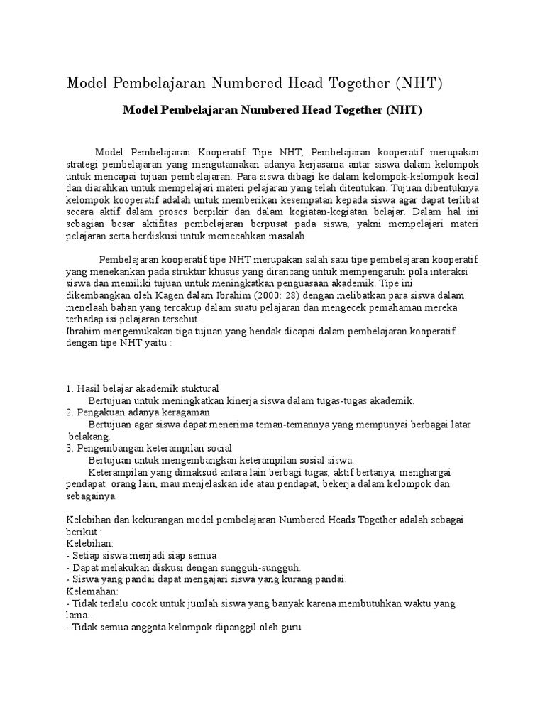 Model Pembelajaran Numbered Head Together | PDF