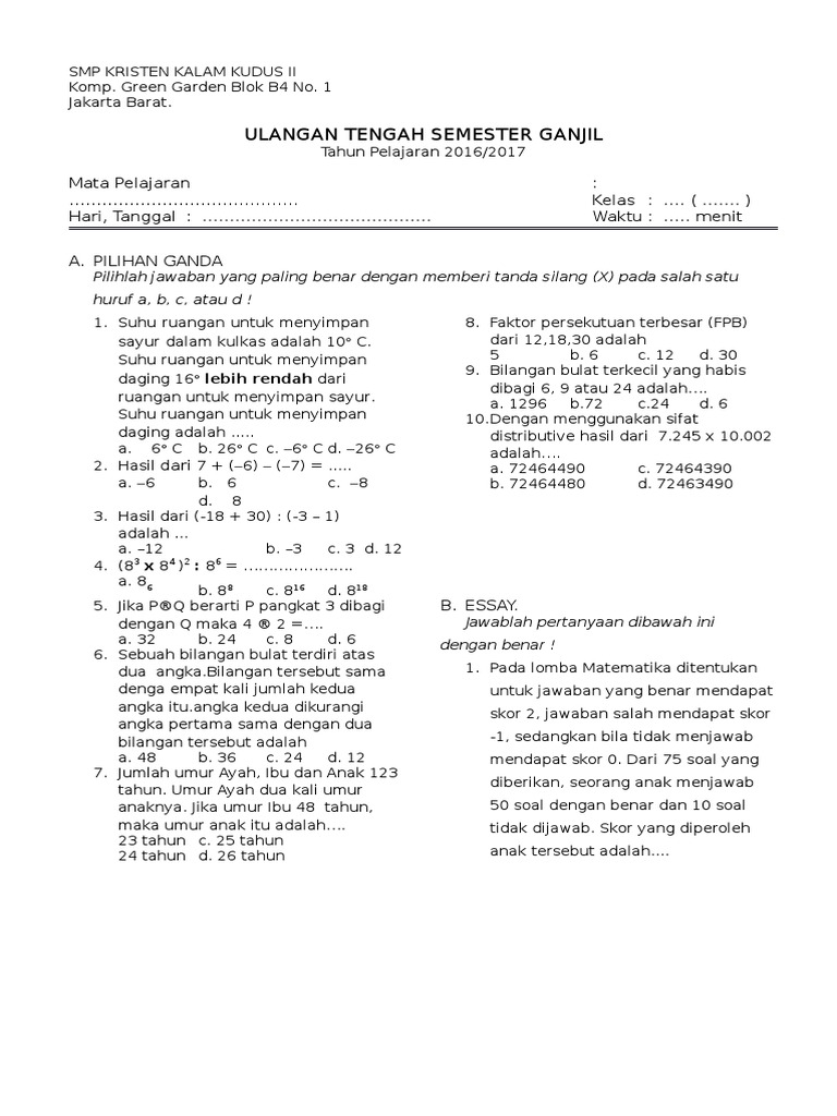 Format Soal Uts | PDF