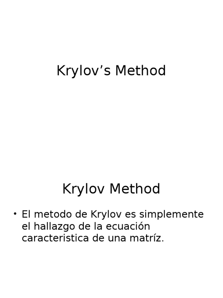 Krylov Method | PDF | Valores propios y vectores propios | Ecuaciones