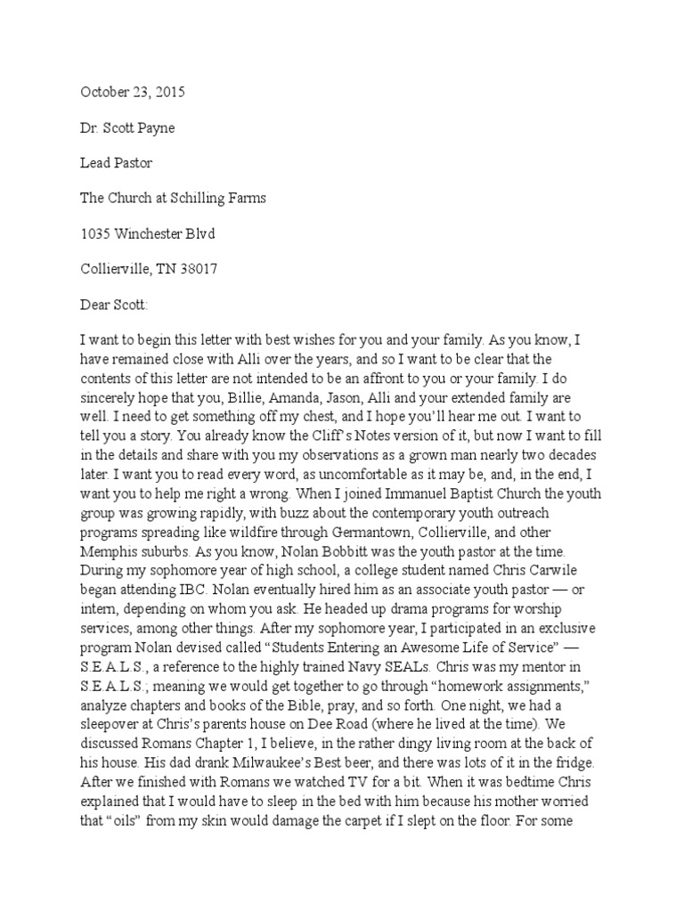 Letter To Scott Payne | PDF | Sexual Abuse | Adolescence