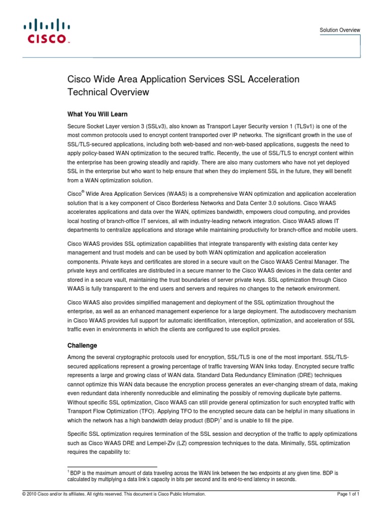 Cisco WAAS SSL Optimization | PDF | Transport Layer Security | Proxy Server