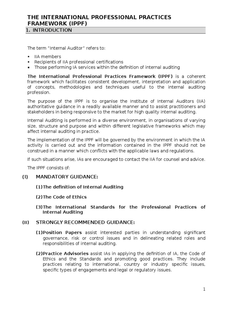 The International Professional Practices Framework Ippf Pdf