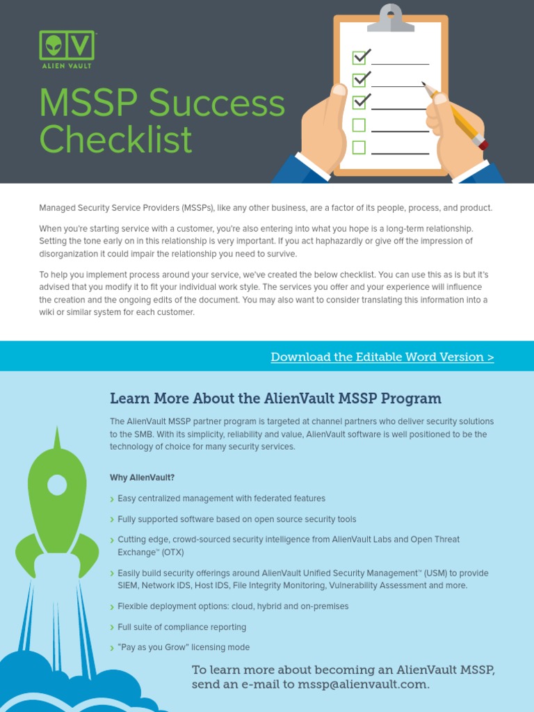 MSSP Sucess Checklist PDF | PDF