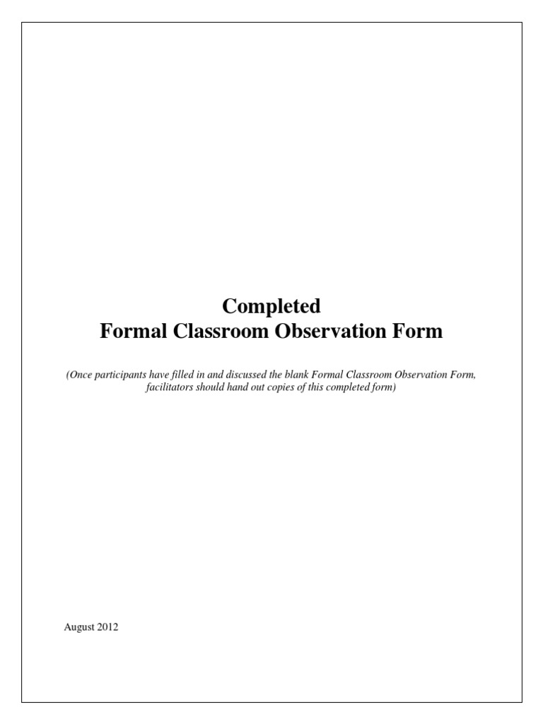 Day 1 Completed Formal Observation Form PDF | PDF | Differentiated Instruction | Educational ...