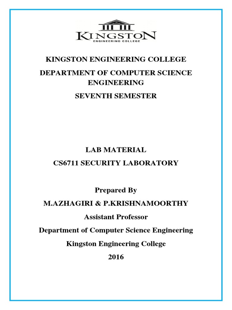 IV CSE CS6711 Security Lab | PDF | Cipher | Public Key Cryptography