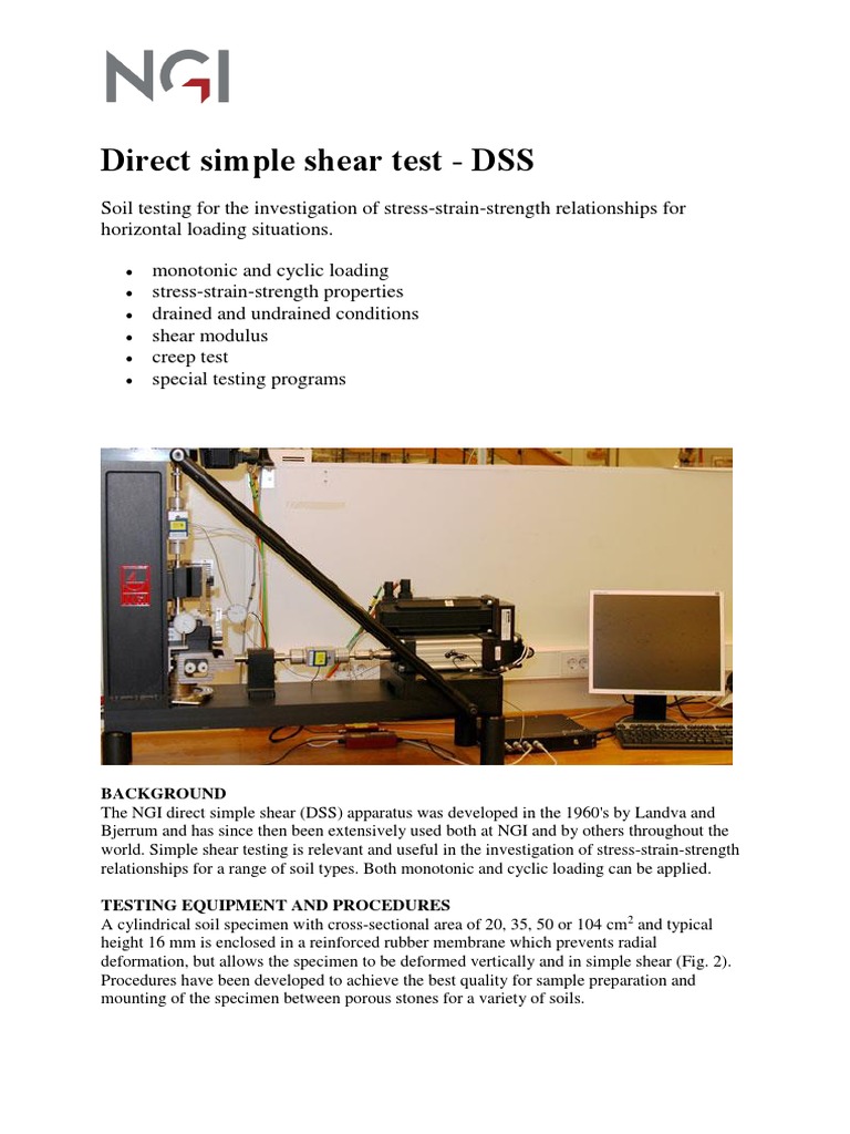 Lab-Test Direct Simple Shear Test - DSS | PDF | Shear Stress | Stress ...