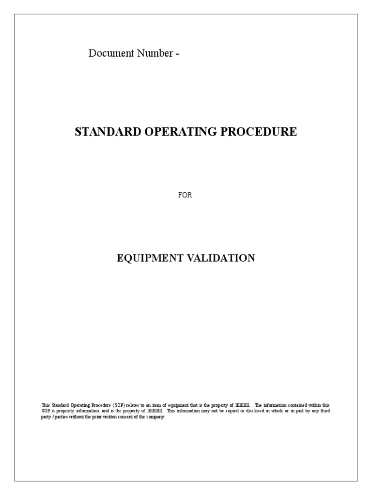 SOP Equipment Validation | Verification And Validation | Specification (Technical Standard)