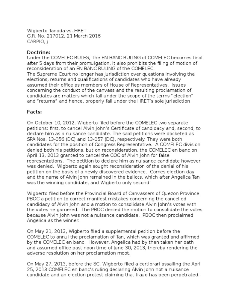 Wigberto Vs Taneda | PDF