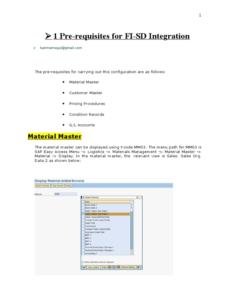 Fi-Sd Integration End To End Process | PDF | Debits And Credits ...