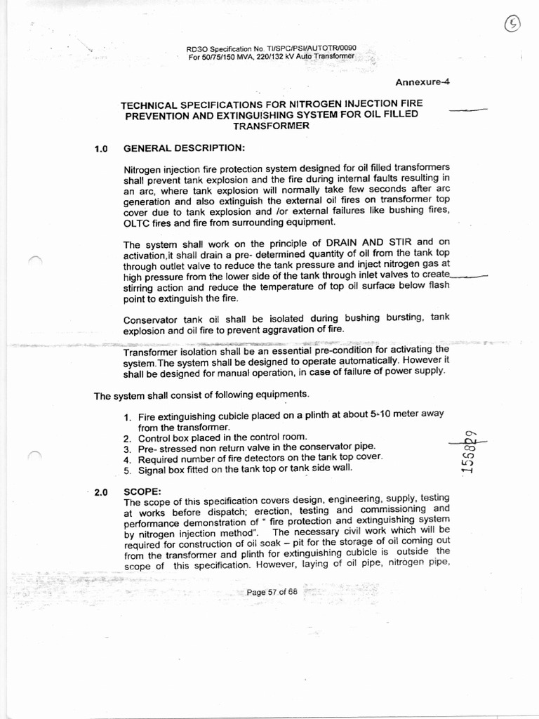 Tech Spec of Nitrogen Injection | PDF | Transformer | Relay