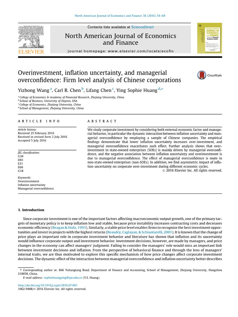 Overinvestment, Inflation Uncertainty, and Managerial Overconfidence, Firm Level Analysis of ...