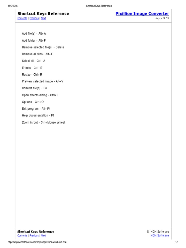 Shortcut Keys Reference | PDF