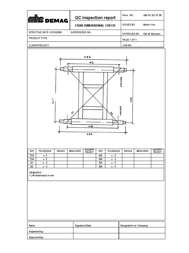 QM - hc.Qc.01.38 - Crab Dimensional Check | PDF
