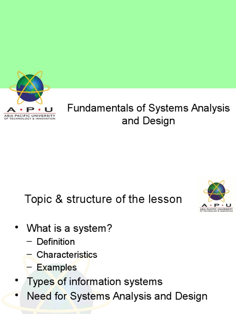 An Introduction to Systems Analysis and Design: Defining Systems, Types ...
