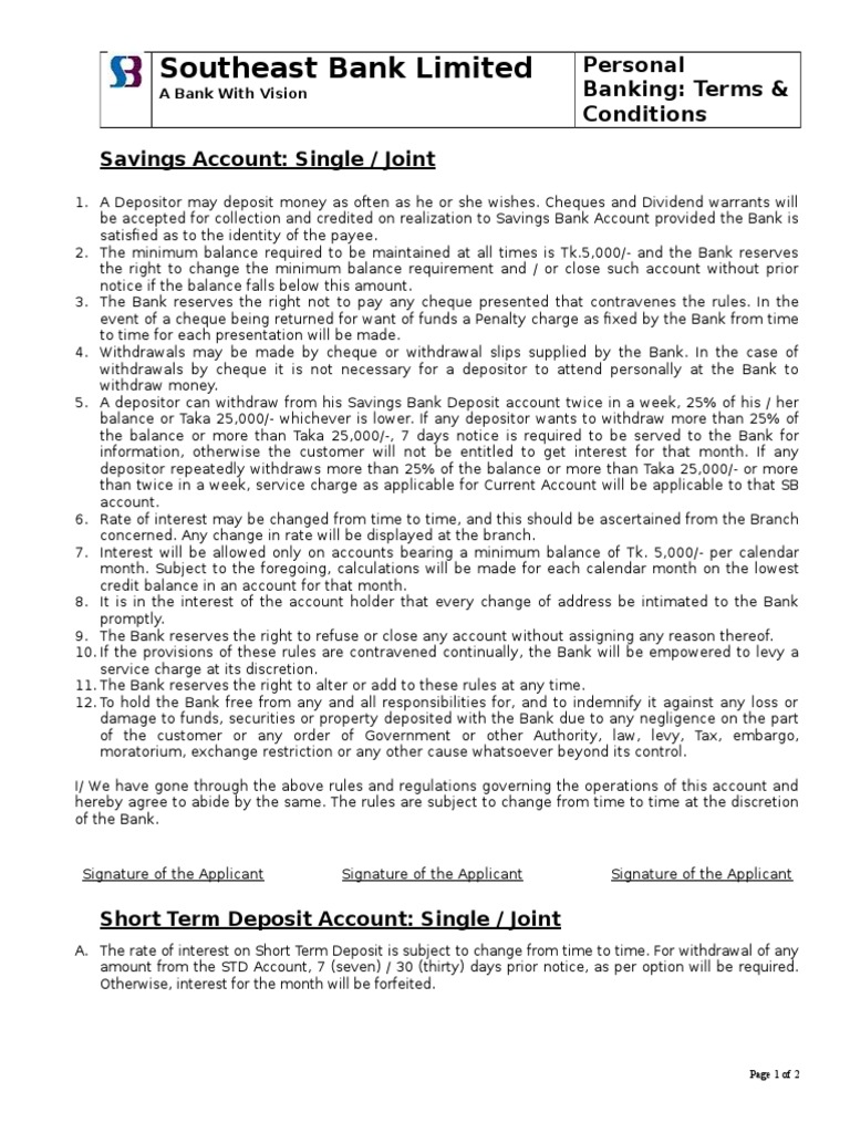 04.Terms&Conditions Savings Account Personal Banking (Modified) | PDF ...