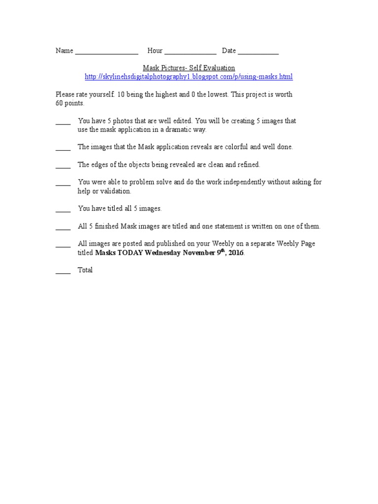 Mask Rubric | PDF