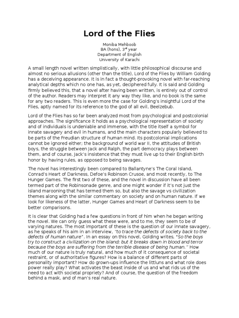 Lord of The Flies | PDF | Science | Philosophical Science