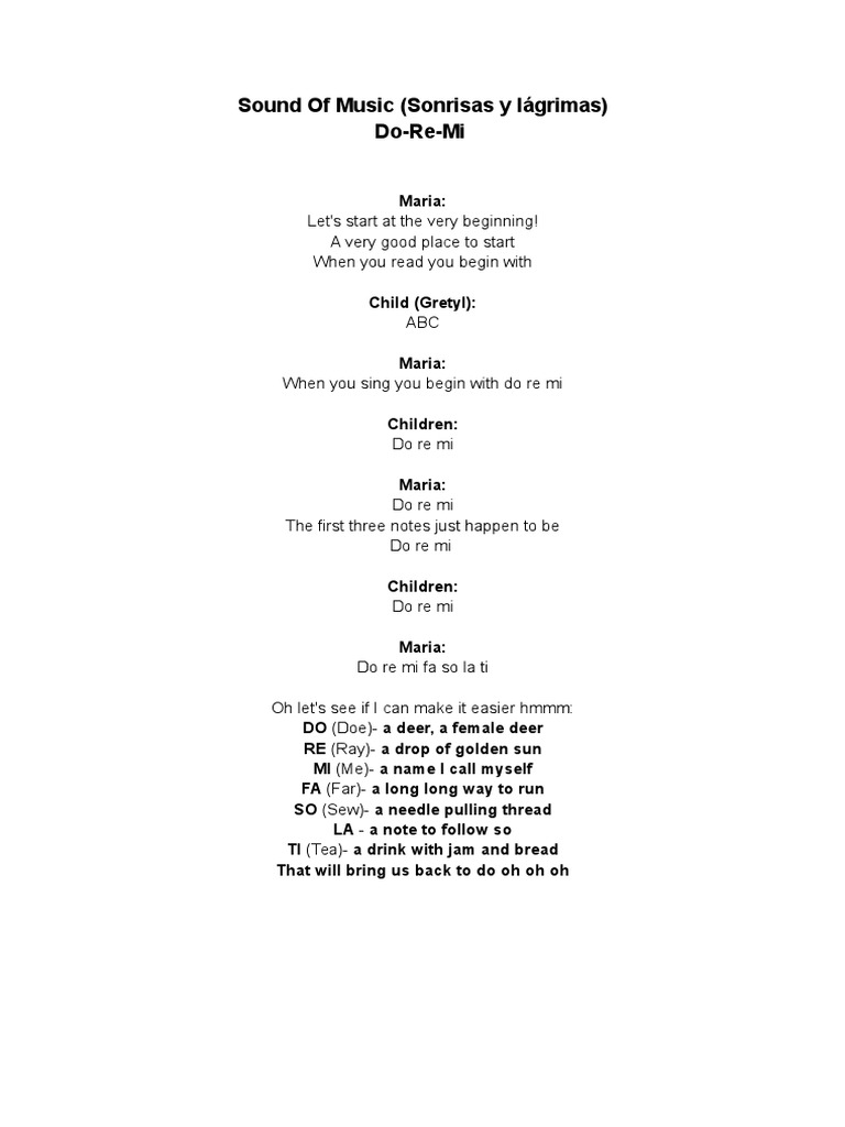 Sound of Music - DO RE MI | PDF