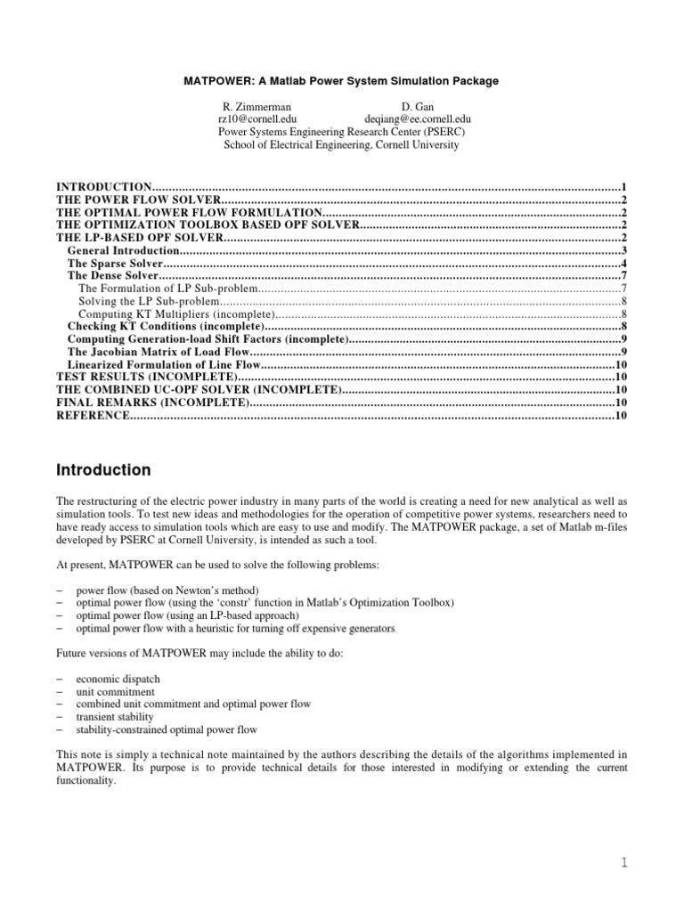 Matpower Manual 1 | PDF | Mathematical Optimization | Equations